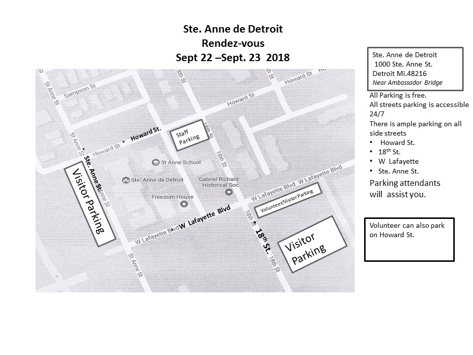 rendezvous parking map - Sainte Anne de Detroit